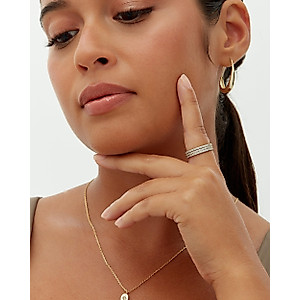 PAVOI 14K Gold Plated 925 Sterling Silver Post Lightweight Teardrop Hoop Earrings for Women | White Oval Pull-Through Statement Earrings for Women