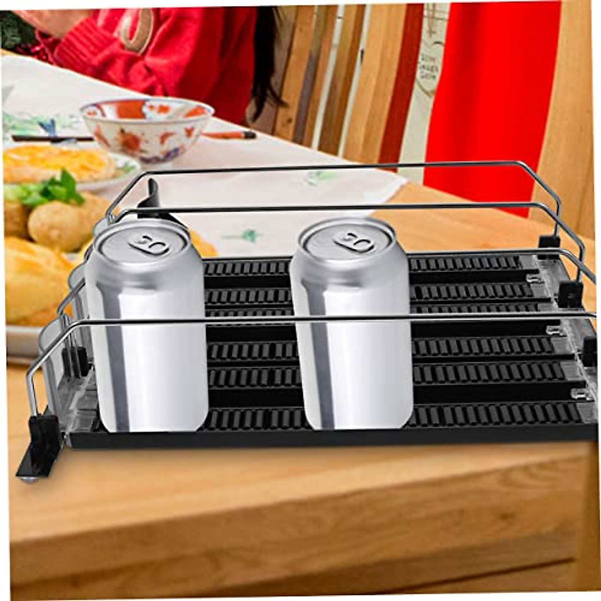 Mobestech 3pcs Drink Pusher Bottle Dispenser Mini Refrigerators Mini Drinks Automatic Vending Machine Slide Beverage Shelf Glide Fridge Drink Organizer Pusher To Stack Cart Abs