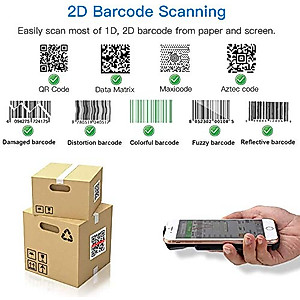 Upgraded Eyoyo QR Code Scanner Bluetooth Android Barcode Scanner, Portable Back Clip Wireless 1D 2D UPC ISBN Inventory Barcode Reader PDF417 Data Matrix Code Compatible with iPhone, Android Phone