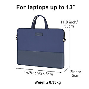 Kamlui Laptop Bag 13.3 Inch - for Women Waterproof Laptop Sleeves Shoulder Messenger Computer Tote Case,for MacBook Air Pro HP Dell (Blue)