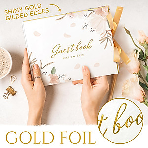 D&L Easy Buy Wedding Guest Book, 7x9 Wedding Reception Guest Book,100 Page Elegant Cream Design Guest Book, Baby Shower, Bridal Shower, Funeral Guest Book, Birthday Party, Vacation Homes