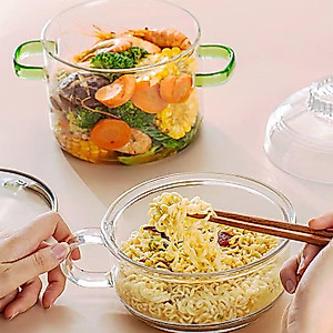 Glass Pots for Cooking 1.5L(50oz) Clear Pot with Lid for Stove Top Glass Saucepan for Noodle, Soup, Milk