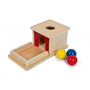 Adena Montessori Full Size Object Permanence Box with Tray Three Balls Montessori Toys for 6-12 Month Infant 1 Year Old Babies Toddlers