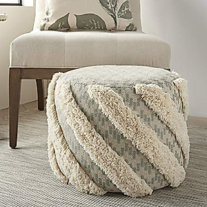 Mina Victory Life Styles Diagonal Tufted Pouf Sage 18" X 18" X 14" Throw Pillow