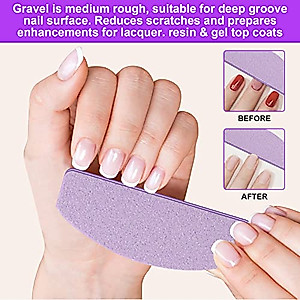 Lermende 20PCS Nail Buffer for Acrylic Nails, Mini Nail Buffer Block, Double Sided 100/180 Grit Nail File, Half Moon Nail Files and Buffers for Gel Polish Nails, Pedicure, Manicure(Purple)