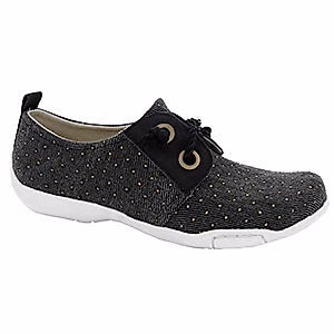 Ros Hommerson Womens Calypso Bohemian Canvas Slip On Lace Up Comfortable Casual Shoe Black/Gold Fabric 10 N US