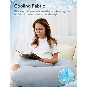 Momcozy Pregnancy Pillows with Cooling Cover, U-Shaped Full Body Maternity Pillow for Side Sleepers 57 Inch - Support for Back, Hip, Belly, Legs for Pregnant Women