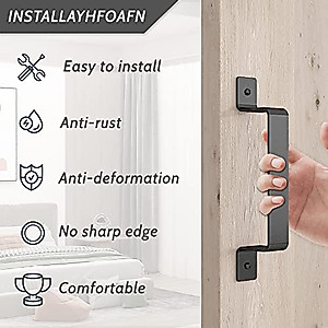 SANKEYTEW Barn Door Pull Handle Black Steel Hardware for Sliding Door Gate Cabinet Closet Drawer Garage Shed, Rustic Style (2 pcs)