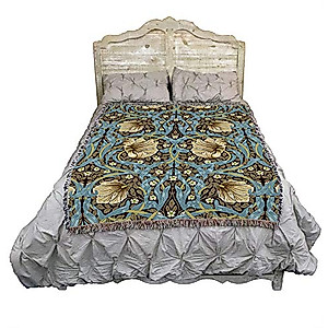 Pure Country Weavers William Morris Pimpernel Vanilla Blanket - Arts & Crafts - Gift Tapestry Throw Woven from Cotton - Made in The USA (72x54)