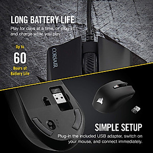 CORSAIR HARPOON WIRELESS RGB Gaming Mouse - 10,000 DPI - 6 Programmable Buttons - Lightweight - Bluetooth - USB - Black