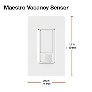 Lutron Maestro Vacancy-Only Sensor Switch | 5 Amp, Single-Pole/Multi-Location | MS-VPS5M-WH | White