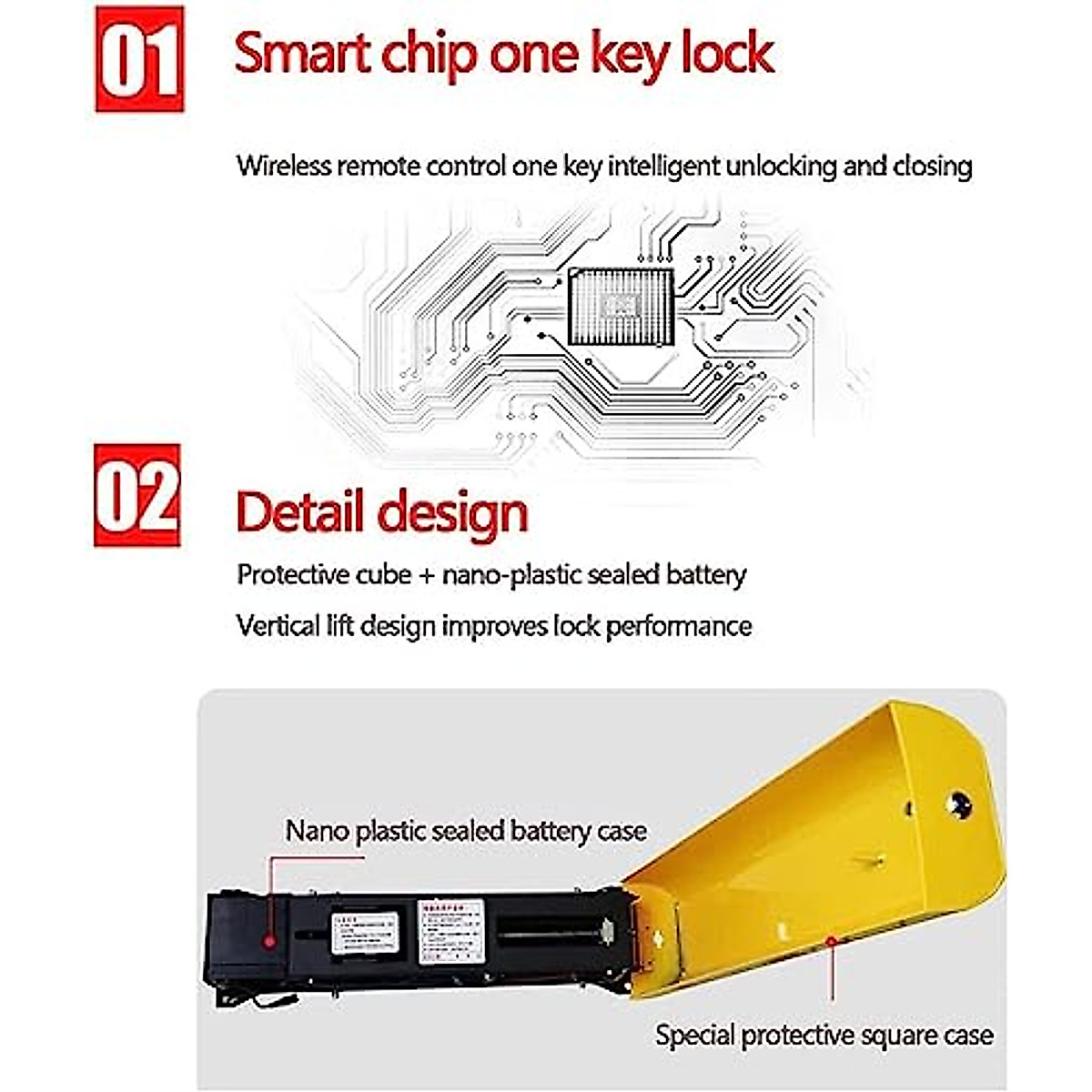Parking Barrier Post Safety Bollard Automatic Parking Barrier Automatic Parking Lock Carport with Remote Control, Auto Lift Private Car Parking Latch Space Lock, Car Park Driveway Guard Saver