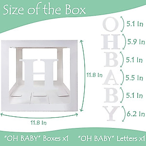 6 PCS OH BABY Boxes with Letters, Clear Block Box for Baby Shower Decorations, White OH BABY Balloons Box for Gender Reveal Party, Reusable Transparent Baby Boxes for Baby Boy or Girl