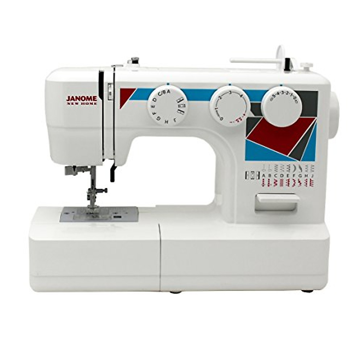 Janome MOD-19 Easy-to-Use Sewing Machine with 19 Stitches, Automatic Needle Threader and 5-Piece Feed Dogs,white