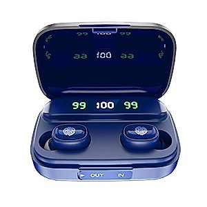 Heave Bluetooth 5.1 Wireless Active Noise Cancelling Mic Headset Earbuds,6 Hours Playback Time in Ear Ear Bud Earphone with Charging Case for Sport Travel Gym Workout Blue