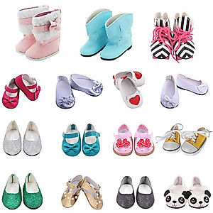 SOTOGO 7 Pairs of 18 Inch Doll Shoes and 3 Pairs of Socks Fits for American 18 Inch Doll Include Boots Leather Shoes Sneakers