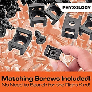 Pro-Grade, Slim, 1"x .6" Cable Tie Mounts With Screws 100 Pack. High Strength, Black Zip Tie Bases For Wire Management. Permanently Anchor To Wall, Desk or Baseboard. Run Cords at Your Home or Office