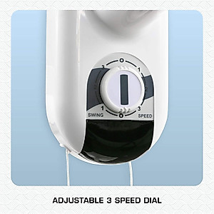 Hurricane Classic 16" Wall Mount Oscillating Fan – Powerful 3-Speed Airflow, Quiet Operation, Adjustable Tilt for Home, Office, and Grow Tents, 2 Pack