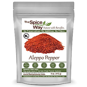 The Spice Way - Premium Aleppo Pepper |4 oz.| Crushed Aleppo Pepper Flakes (Halaby Pepper/Pul Biber/Marash Chili Flakes) Popular in Turkish and Middle Eastern/Mediterranean cooking