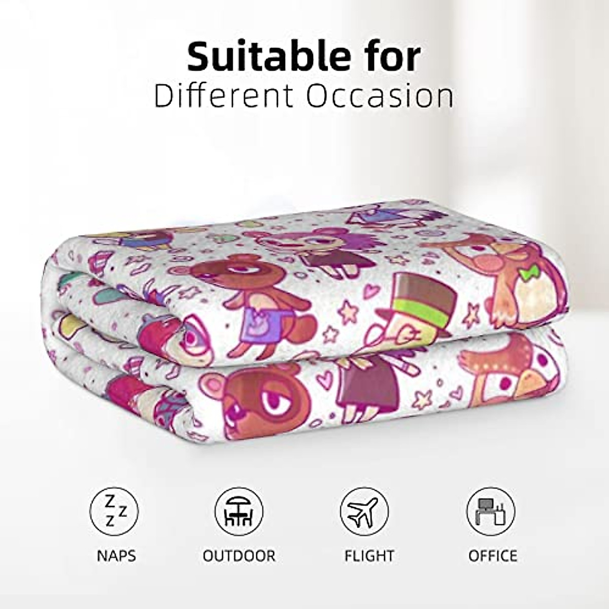 Animal - Cro-ssing Fleece Blanket - All Season 300GSM Lightweight Plush Fuzzy Cozy Soft Flannel Throw Blanket for Bed Sofa Couch Travel Camping 30x50 inches