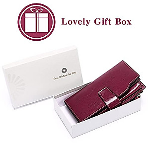 SENDEFN Long Women Leather Wallet Clutch RFID Blocking Clutch Card Holder Ladies Purse Zipper Pocket with Gift Box (Purple)