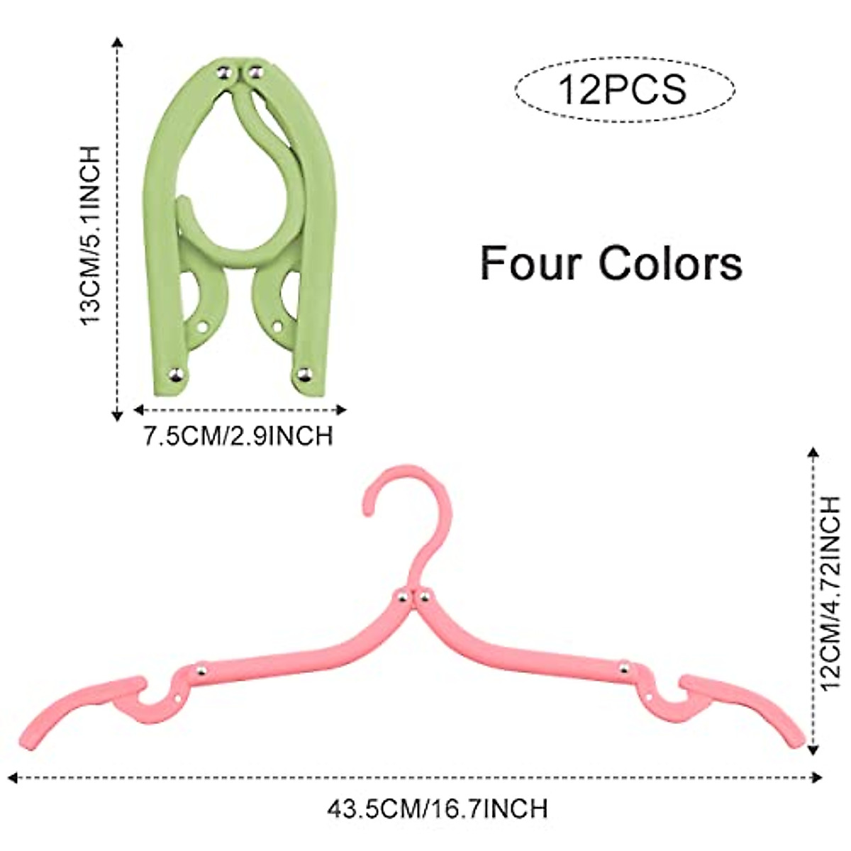 Foldable Travel Hanger 12 Pcs Portable Folding Clothes Hangers Non-Slip Lightweight Portable Coat Hanger