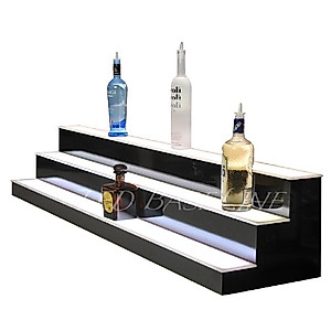 LED Baseline Lighted Bottle Display 3 Step Bar Shelf 96"