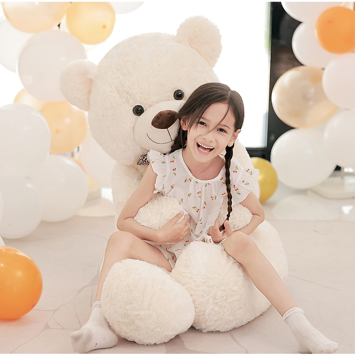 Poutmac Big Teddy Bear 4Ft Giant White Soft Stuffed Animals Cute Plush Toy for Girlfriend Women Kids for Valentine's Christmas Birthday