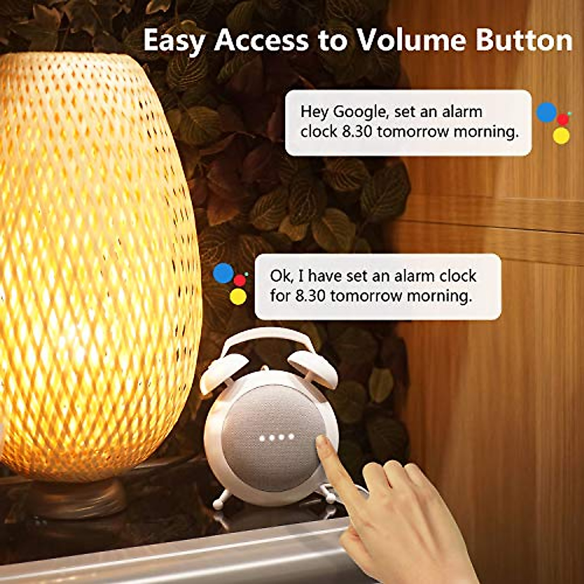 Google Home Mini Stand Holder, Retro Alarm Clock Stand Mount Base Protective Case Compatible with Google Home Mini and Nest Mini (White)