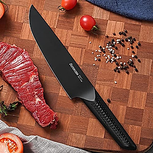 Astercook Chef Knife, 8 Inch Pro Kitchen Knife Dishwasher Safe, High Carbon German Stainless Steel Chef's Knives with Ergonomic Handle, Elegant Black, Best Gifts