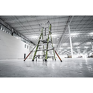 Little Giant Ladders Little Giant Ladder Systems Safety Cage 2.0, M4, 4ft Enclosed Platform, Ladder with Adjustable Outriggers, Fiberglass, Type 1AA, 375 lbs Weight Rating, (19704-146), Hi-viz Green
