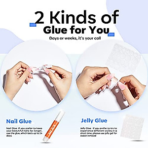 Modelones Press On Nails Almond Pop Art Nail Comic Nails Press On Nails with Nail Glue Colorful Press On Nails Reusable Manicure Fake Nails Glue on Nails Set Adhesive Tabs Nail File12 Sizes 24Pcs