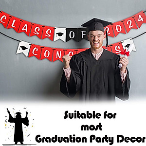 Class of 2022 Congrats Banner - Perfect Graduation Decorations Party Supplies for Grad Party Bunting White Black Red