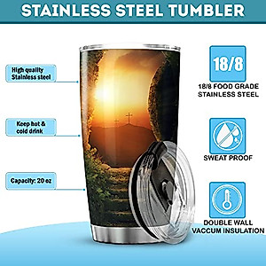 ZOXIX Christian Tumbler With Lid Stainless Steel Coffee Mug I Will Cherish The Old Rugged Cross Resurrection Of Jesus Inspirational Travel Cup Spiritual Gifts For Women Birthday