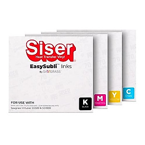 Sawgrass EASYSUBLI Sublimation Inks for SG500 / SG1000 Printer. Full Set of 4 Easy Subli Ink cartridges (CMYK) Bundle with 3 Rolls SUBLIMAX Brand Heat Tape- for Siser EasySubli Users.