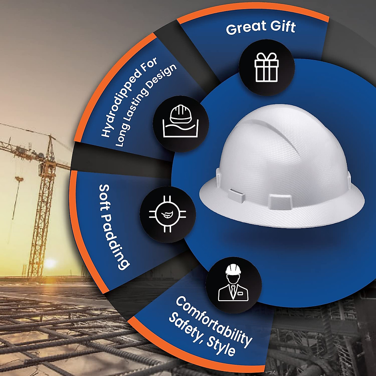 Acerpal Updated Vented Full Brim Hard Hat, Light Grey Carbon Fiber Gloss, Padded, OSHA Construction Safety Approved Hardhats, Hard Hats for Men, Cascos De Construccion Helmet.