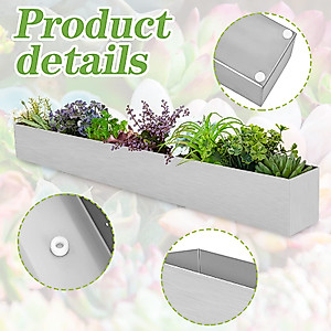 Yaomiao Rectangle Planter Box 32 Inch Window Planter Succulent Trough Rectangular Planter for Indoor Plants Succulent Box Stainless Steel Window Sill Planters Indoor Planters for Table Sill Indoor
