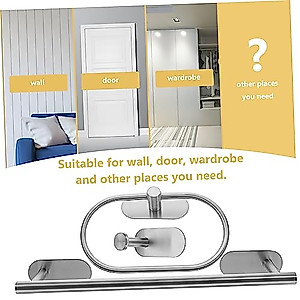 Cabinet Door Towel Holder 1 Set Decorative Hooks Cabinet Door Paper Towel Holder 304 Stainless Steel Towel Storage Ring Storage Rack Towel Hanging Rack X1 Stainless Steel Hook