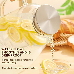 Hannadepot Glass Pitcher, 3.5L/118 oz Glass Water Pitcher with Lid and Spout, Heat/Cold Resistant Borosilicate Glass Water Carafe for Coffee, Juice and Homemade Beverage, with Long Cleaning Brush