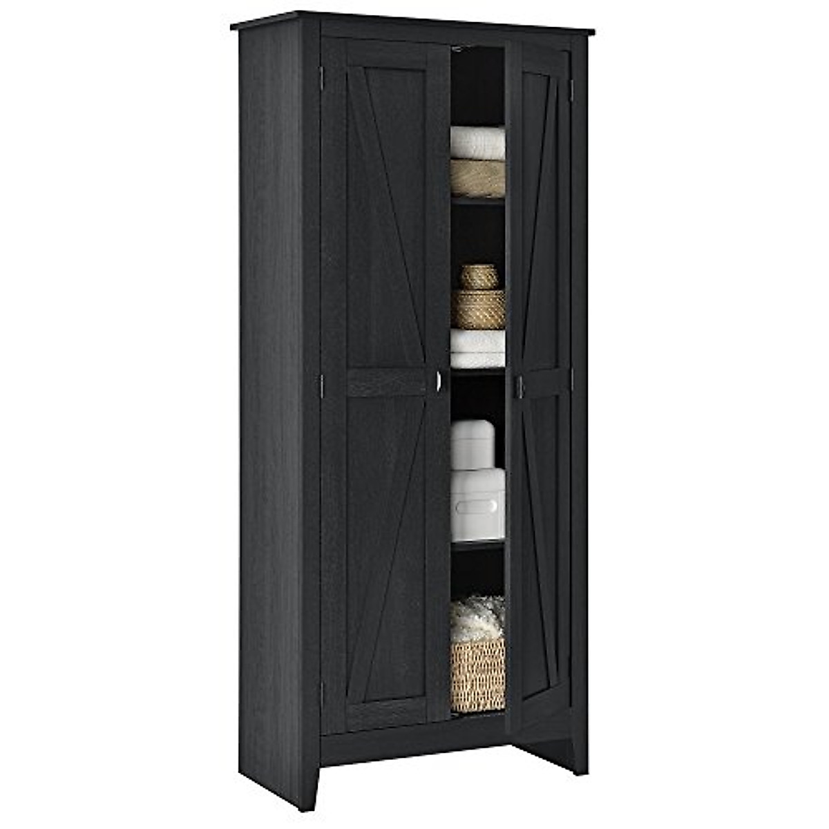Ameriwood HOME SystemBuild Farmington 31.5 inch Wide Storage Cabinet, Black Oak