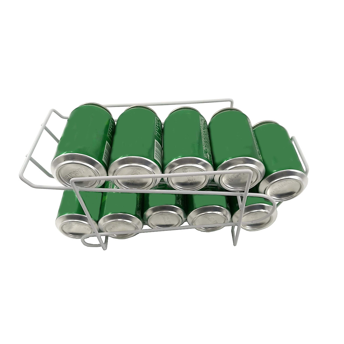 FixtureDisplays® Stylish Soda Can Beverage Dispenser Rack, Dispenses 10 Standard Size 12oz Soda Cans and Holds Canned Foods 16938-NF