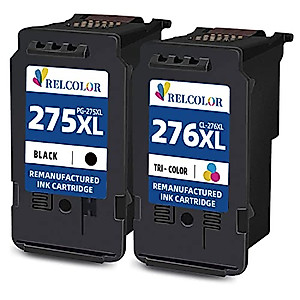 Relcolor 275XL 276XL Ink Cartridge Replacement for Canon PG-275 CL-276 275 276 Combo XL Compatible with Canon PIXMA TS3520 TS3522 TS3500 TR4720 TR4722 TR4700 Printer( Black Color, 2 Pack