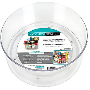 Kitchen Spaces Compact Lazy Susan Turntable, Cabinet Organization, Easy-Glide Spin, Clear, Small (3032A6-AMZ)