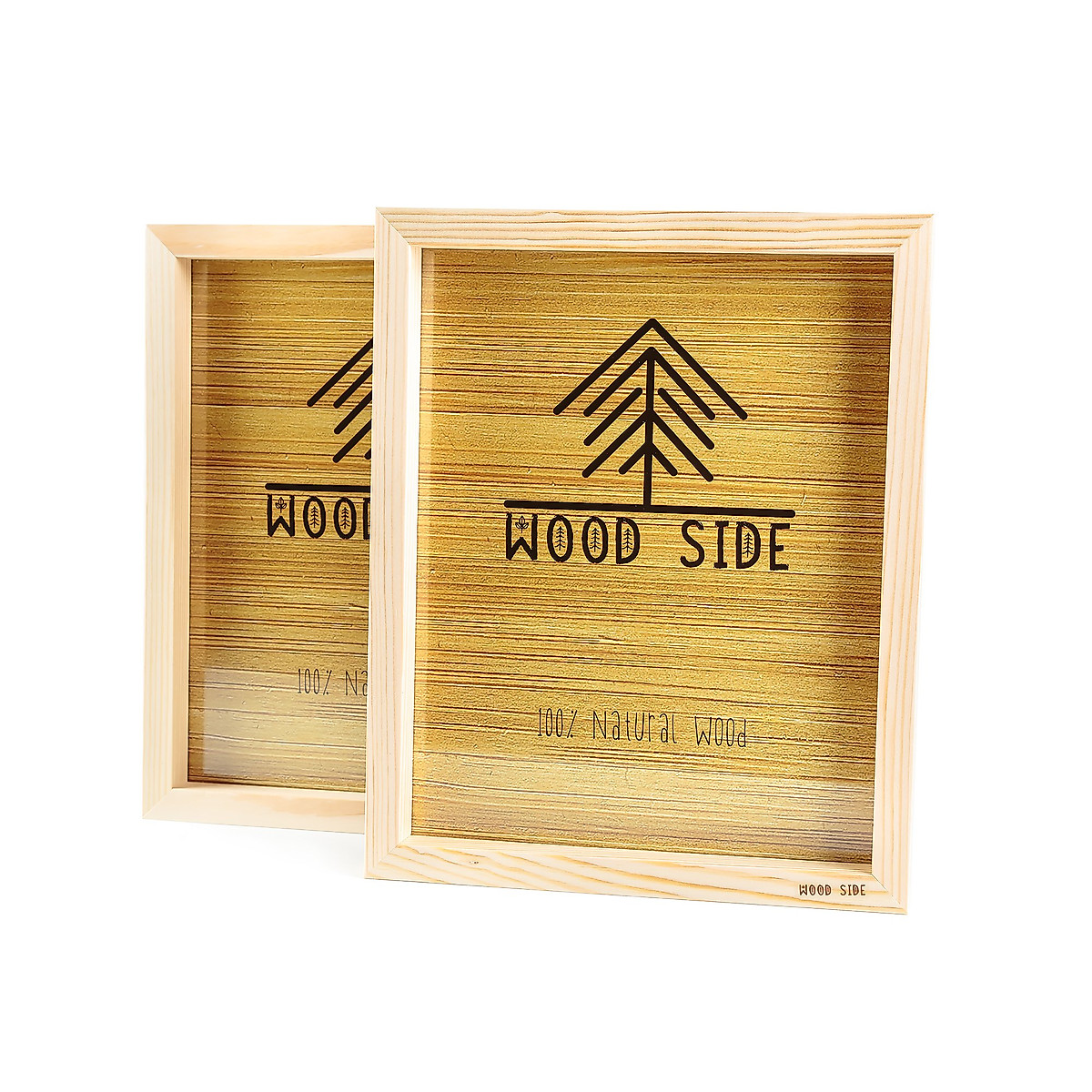 Wooden Picture Frames 8x10 with Real Glass - Set of 2 - Eco Unfinished Wood - Thick Borders and Natural Wood Color for Wall Hanging and Desktop Photo Frame