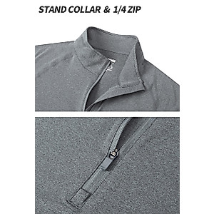 TACVASEN Men's Athletic Shirts UPF 50+ Sun Protection Lightweight Workout T-Shirt, Dark Grey, S