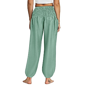 Dreamlascar Women's Smock Thai Pants Sporty Gym Athletic Jogger Pants Solid Soft Loose Yoga Pants Casual Lounge Trousers Mint Green
