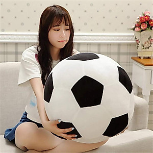 Plush Soccer Balls - Fluffy Stuffed Toy Soccer Ball Plush Pillow Soft Durable Stuff Soccerball Gift for Kids Boy Baby (Black -White,11.8inch/30cm)