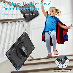 Case for Samsung Galaxy Tab A8 10.5 2022: Heavy Duty Rugged TPU Protective Cover for Tablet A8 5G (SM-X200/ SM-X205/ SM-X207) W/Stand+ Pencil Holder+ Handle+ Shoulder Strap -Black