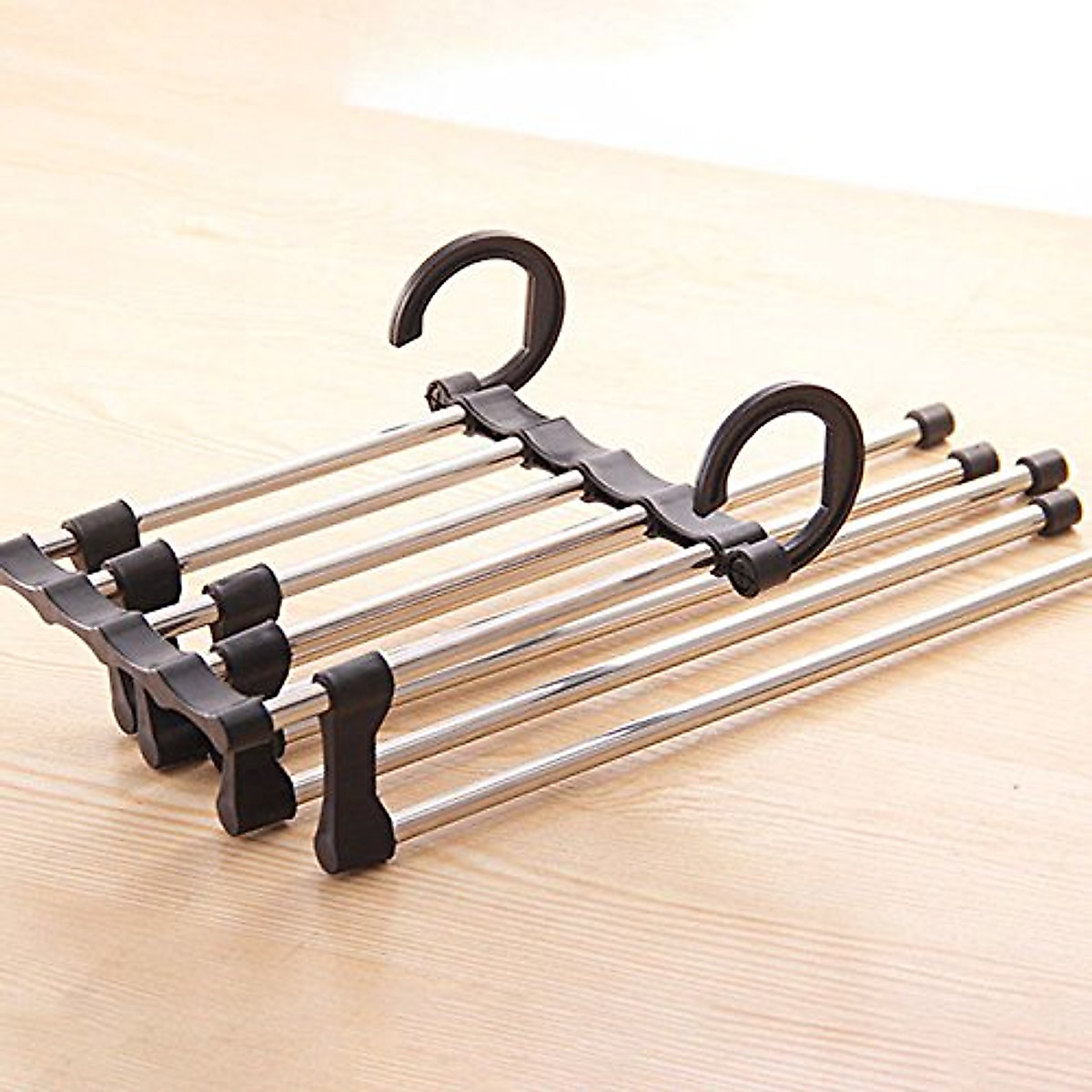 OKOKMALL US--Space Saver Hangers Organizer Pant Trouser Stand Rack Magic Hanger 5 In 1 New