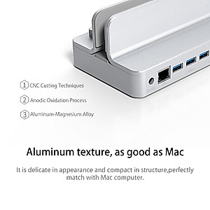 SHYPT USB C HUB with Adjustable Stand Holder Type C to USB3.0 RJ45 PD Dock HDMI-Compatible Adapter Splitter for PC Accessories